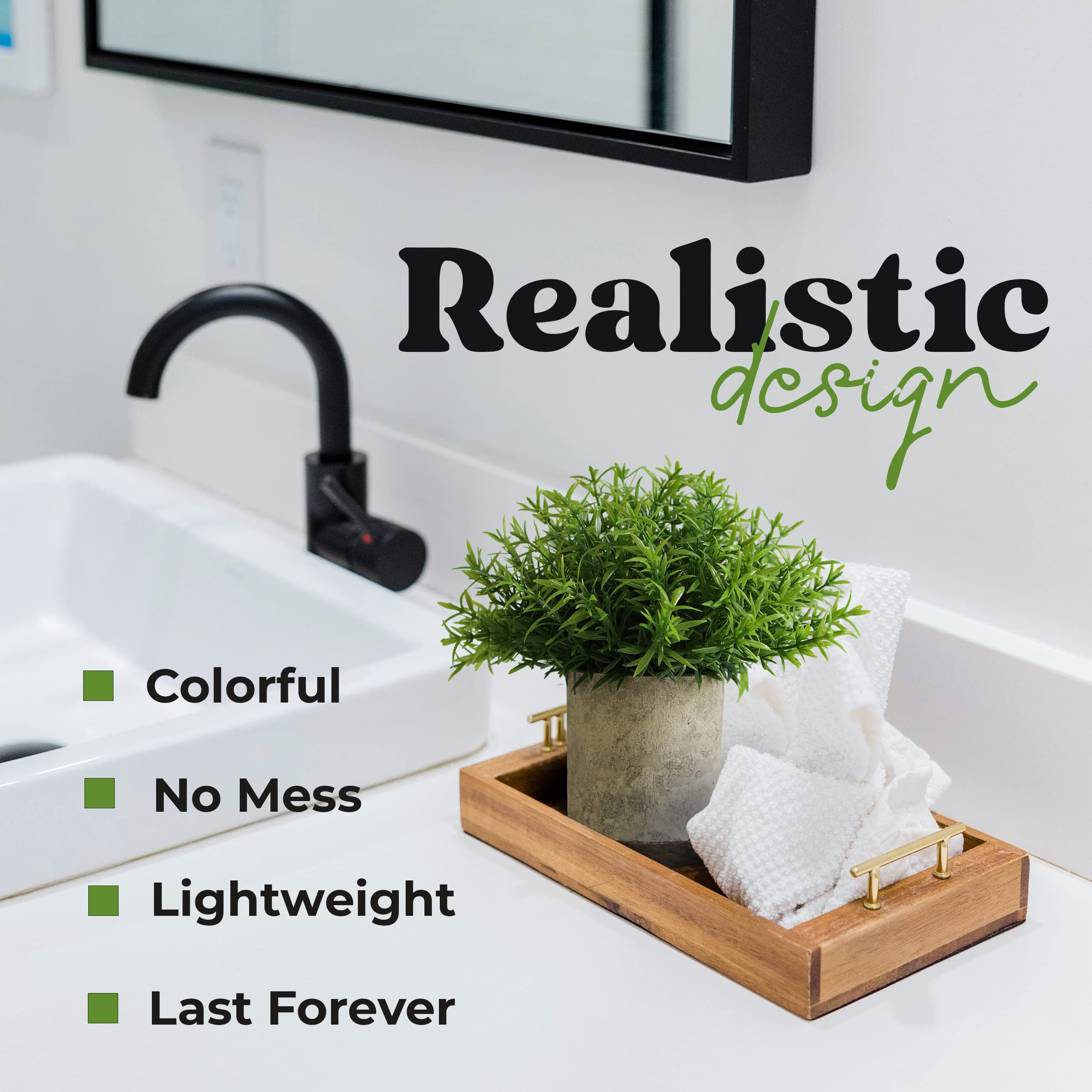Modern Farmhouse Decor Small Fake Plants (2 Piece Plant Decor 9" Tall Artificial Plants) Great Mantle Decor Office Decor Women Table Centerpieces Dining Room Desk Decor Rustic Bathroom Decor