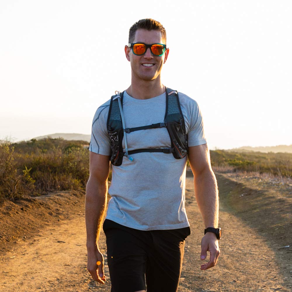 Nathan TrailMix Running Vest/Hydration Pack. 7L (7 Liters) for Men and Women | 2L Bladder Included (2 liters). Zipper, Phone Holder, Water (Blue, One Size Fits Most)