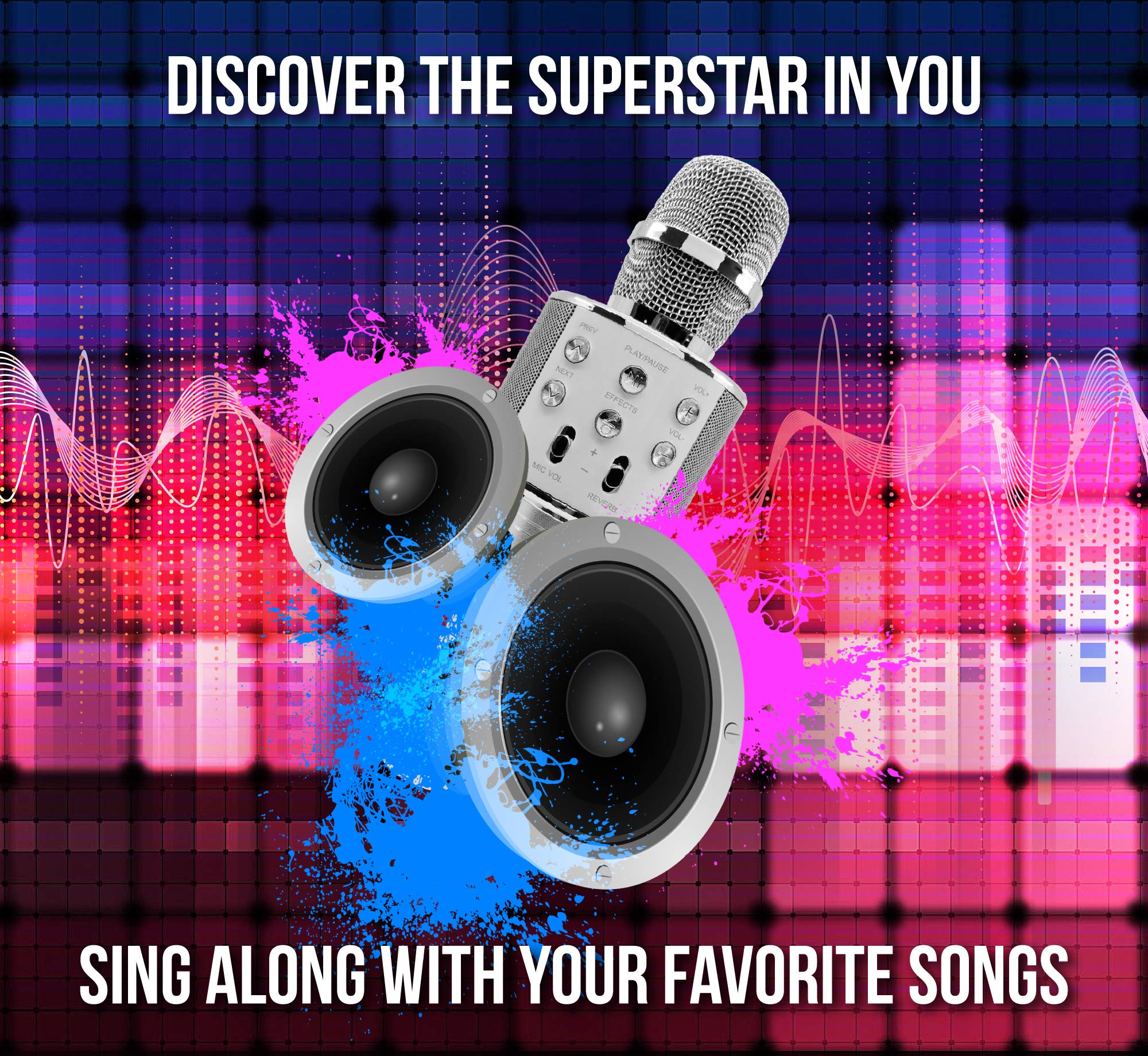 MR. MICROPHONE As Seen on TV - Wireless Karaoke Microphone, Portable Handheld Rechargeable Karaoke Speaker Machine for Boys Girls Kids Singing, Compatible with iPhone Android PC