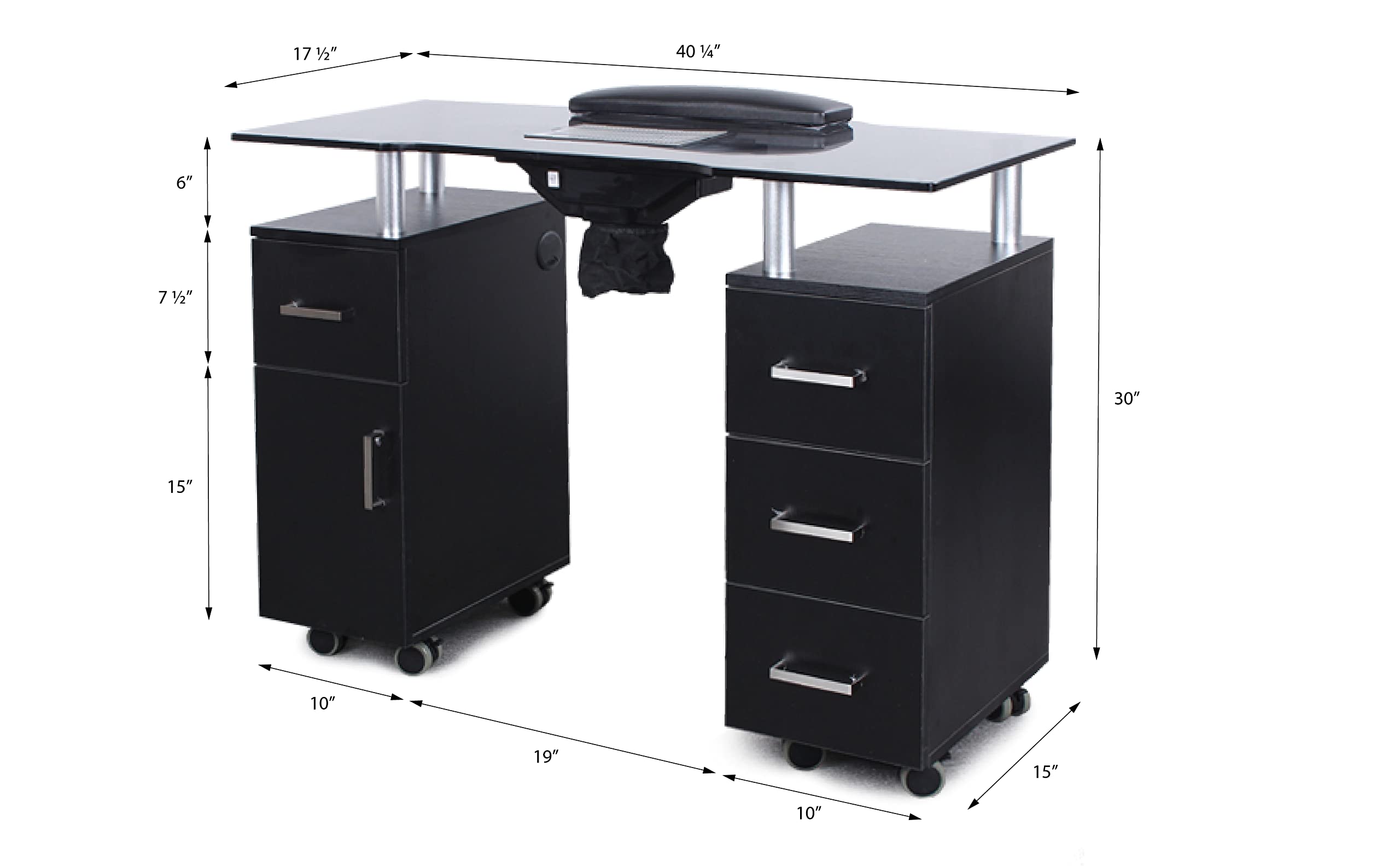Manicure Table GLASS GLOW WHITE Salon Nail Table Salon Furniture & Equipment