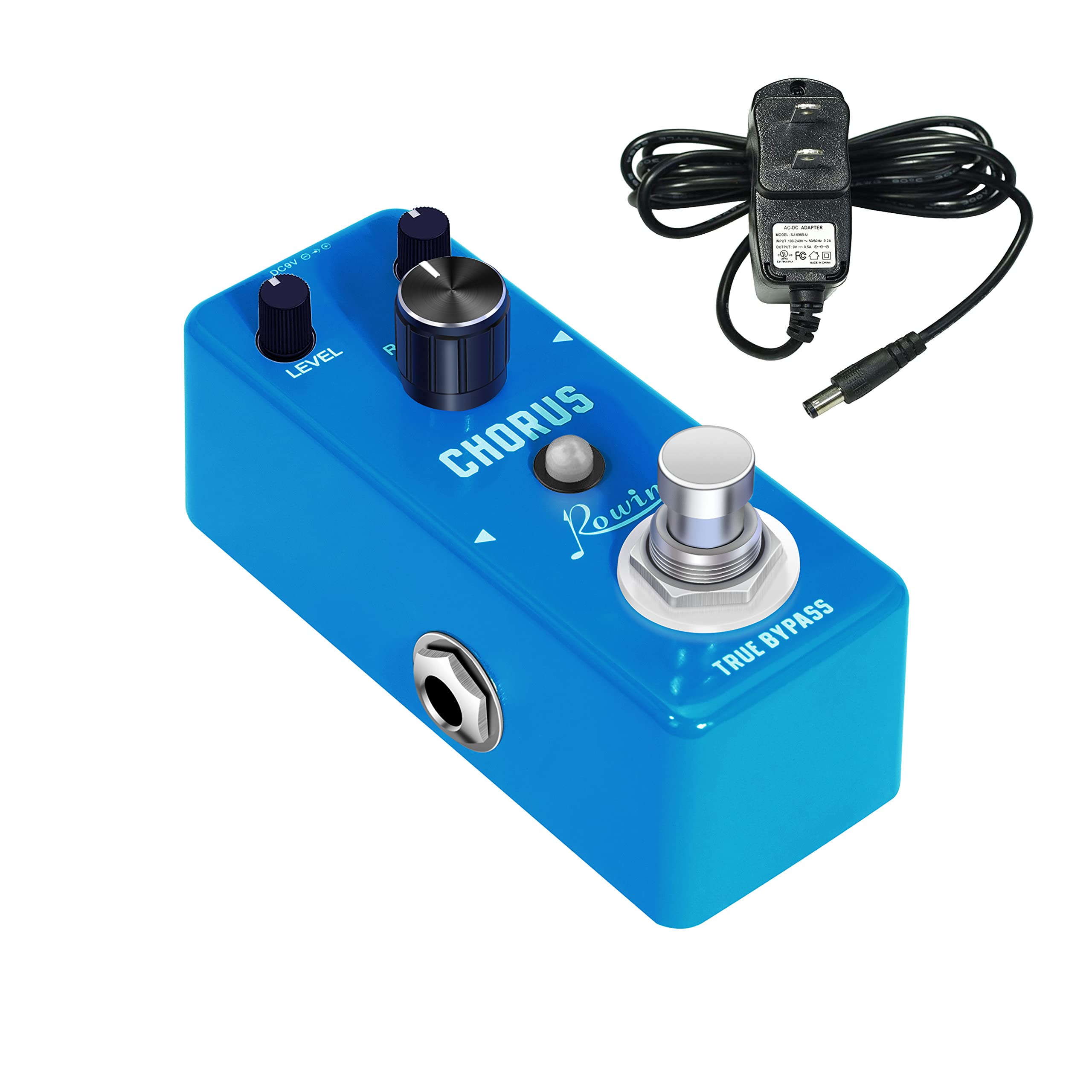 Rowin Analog Chorus Guitar Effect Pedal with 9V DC 1A Pedal Power Supply
