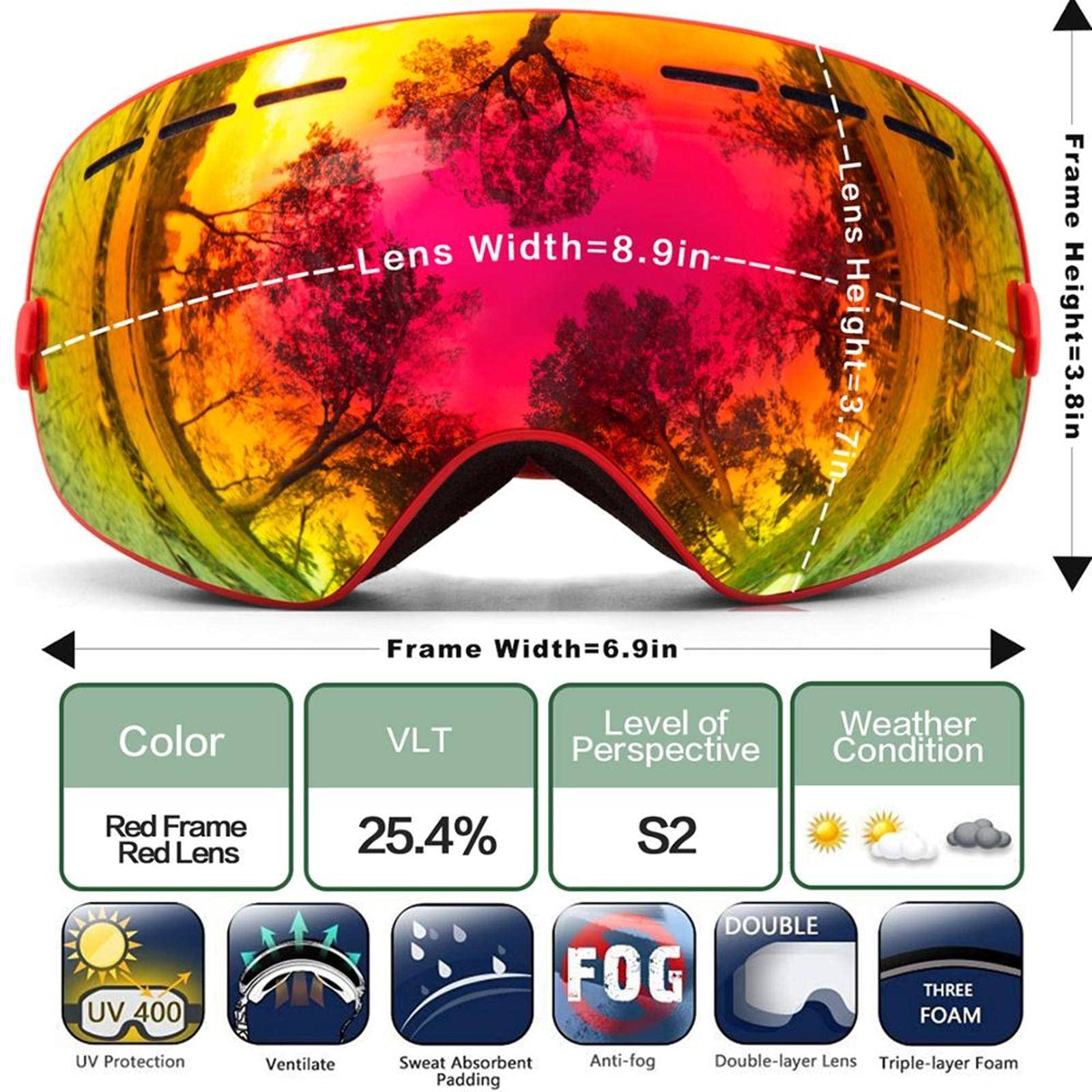 NC Ski Goggles- Interchangeable Lens- Premium Snow Goggles Snowboard Goggles for Menand Womenskiitem