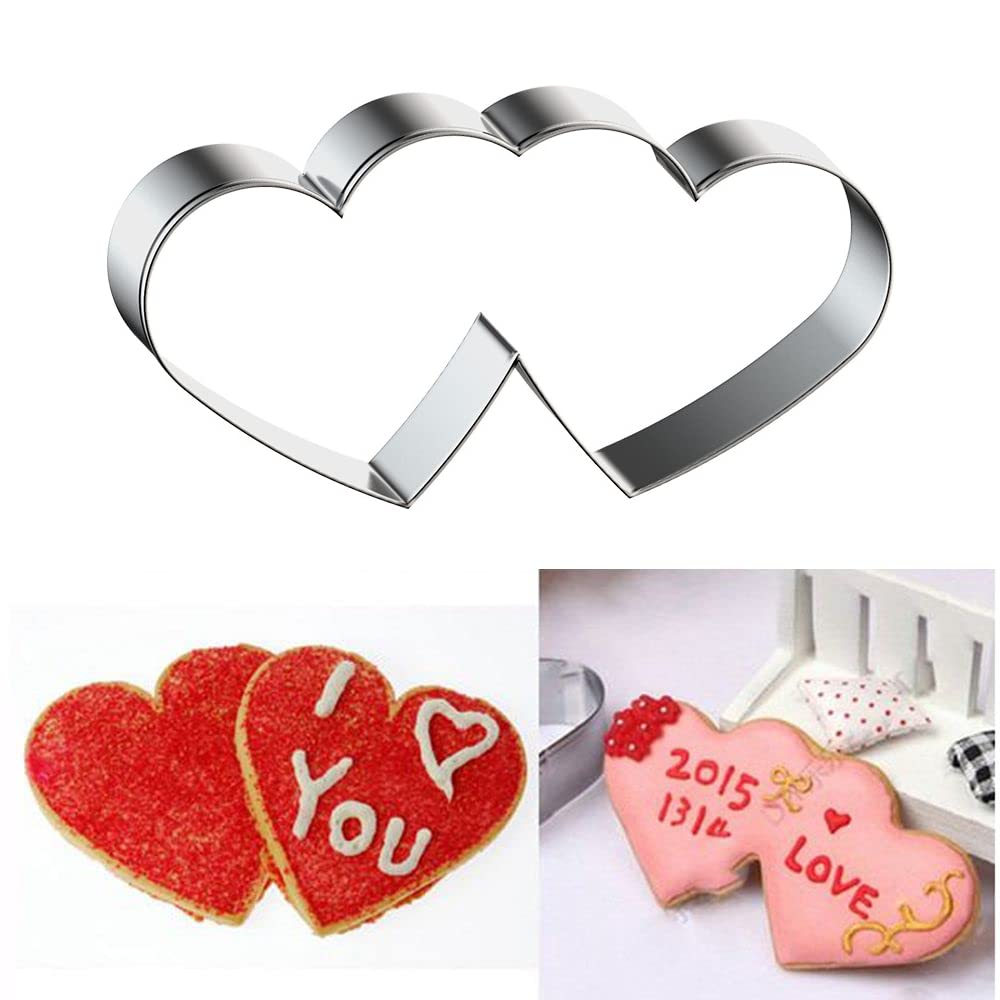 Valentine's Day Heart Cookie Cutter Set, 8 Piece Stainless Heart Shaped Cookie Cutter Biscuit Molds Cookie Cutters for Baking Heart, Lips, Heart with Arrow, Double Heart, Love, Cupid, Heart wings
