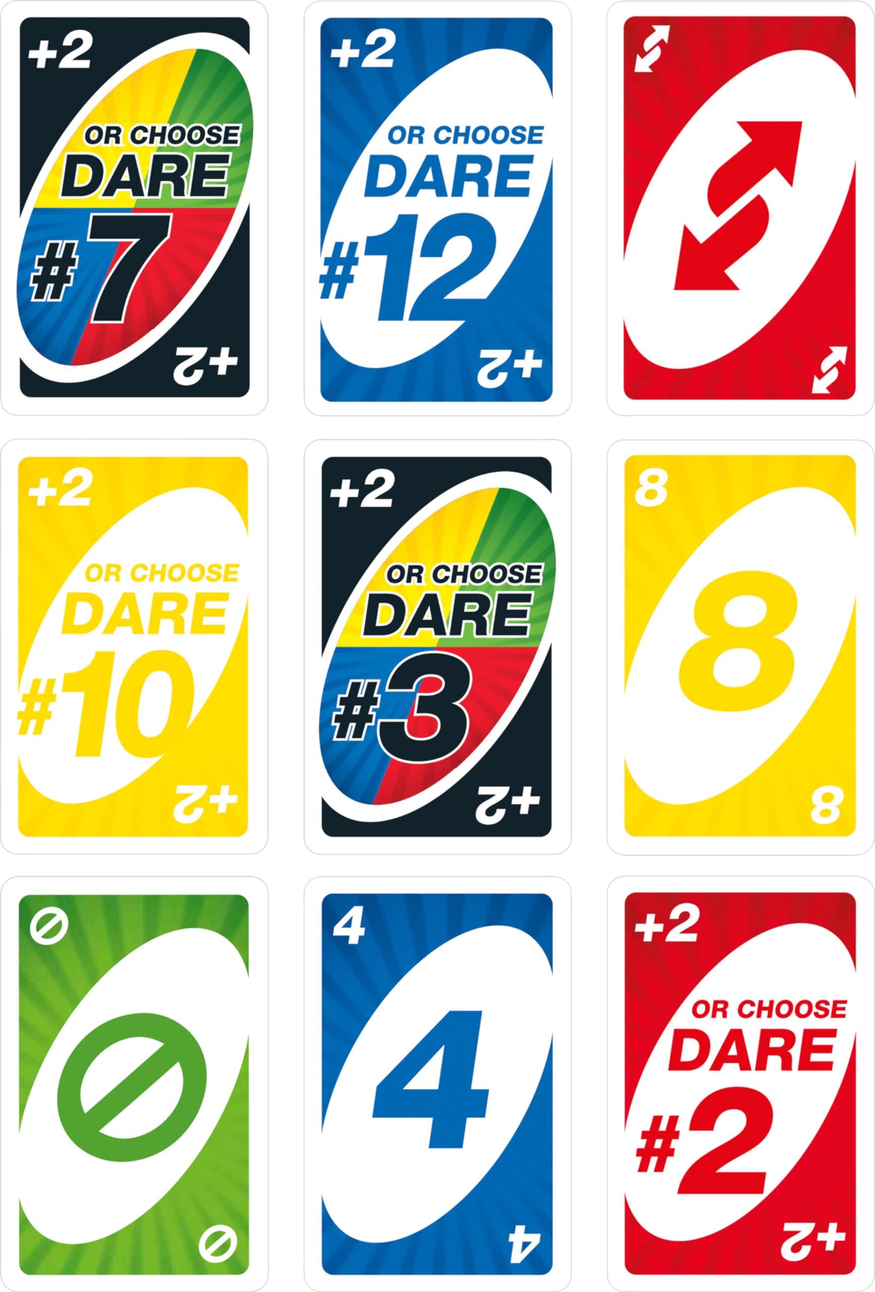 Mattel Games UNO Dare Card Game for Family Night Featuring Challenging and Silly Dares from 3 Different Categories