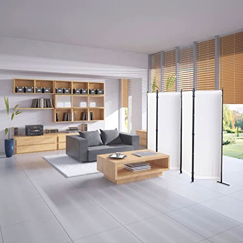 Partition Room Divider,4 Panel Room Dividers,Privacy Screen,Temporary Wall Divider for Home Office Hospital School Dorm(Cream White)