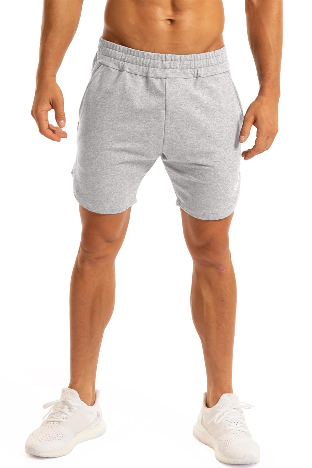 Ouber Men's Bodybuilding Lifting Gym Workout Sweat Shorts (Grey,M)