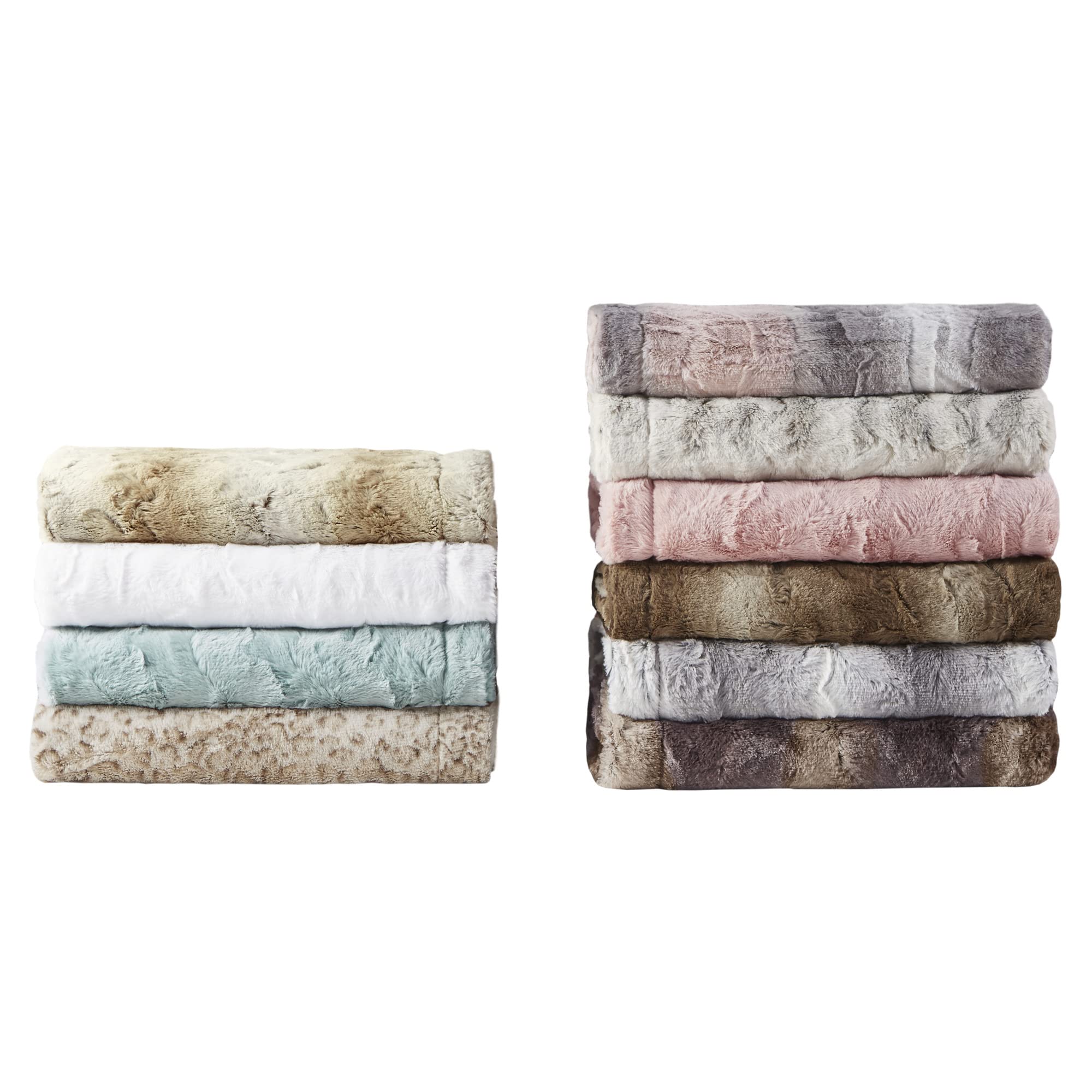 Madison Park Zuri Soft Plush Luxury Oversized Faux Fur Throw Animal Stripes Design, Faux Mink On The Reverse, Modern All Seasons Blanket for Bed, Sofa Couch, Office, Brown, 60x70"