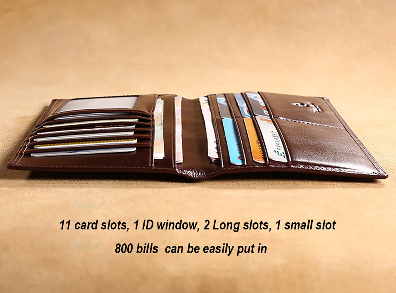 MANBANG Genuine Italian Leather Handbag Organizer Card Case Long Bifold Wallet