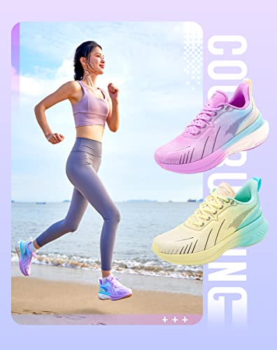 O-Resilio Max Cushioning Running Shoes for Men & Women Wide Cushioned Lightweight Athletic Supportive Road Running Shoes with Arch Support Light Purple Size US Men 12