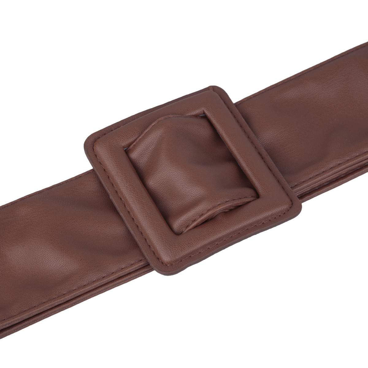 moonsix Plus Wide Belt for Women Pu Leather Waist Cinch Belts, Brown