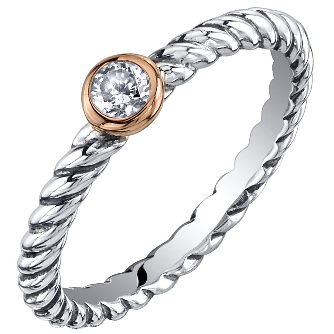 PEORA Garnet Stackable Ring in Sterling Silver, Cable Rope Band for Women 2.1mm Sizes 6