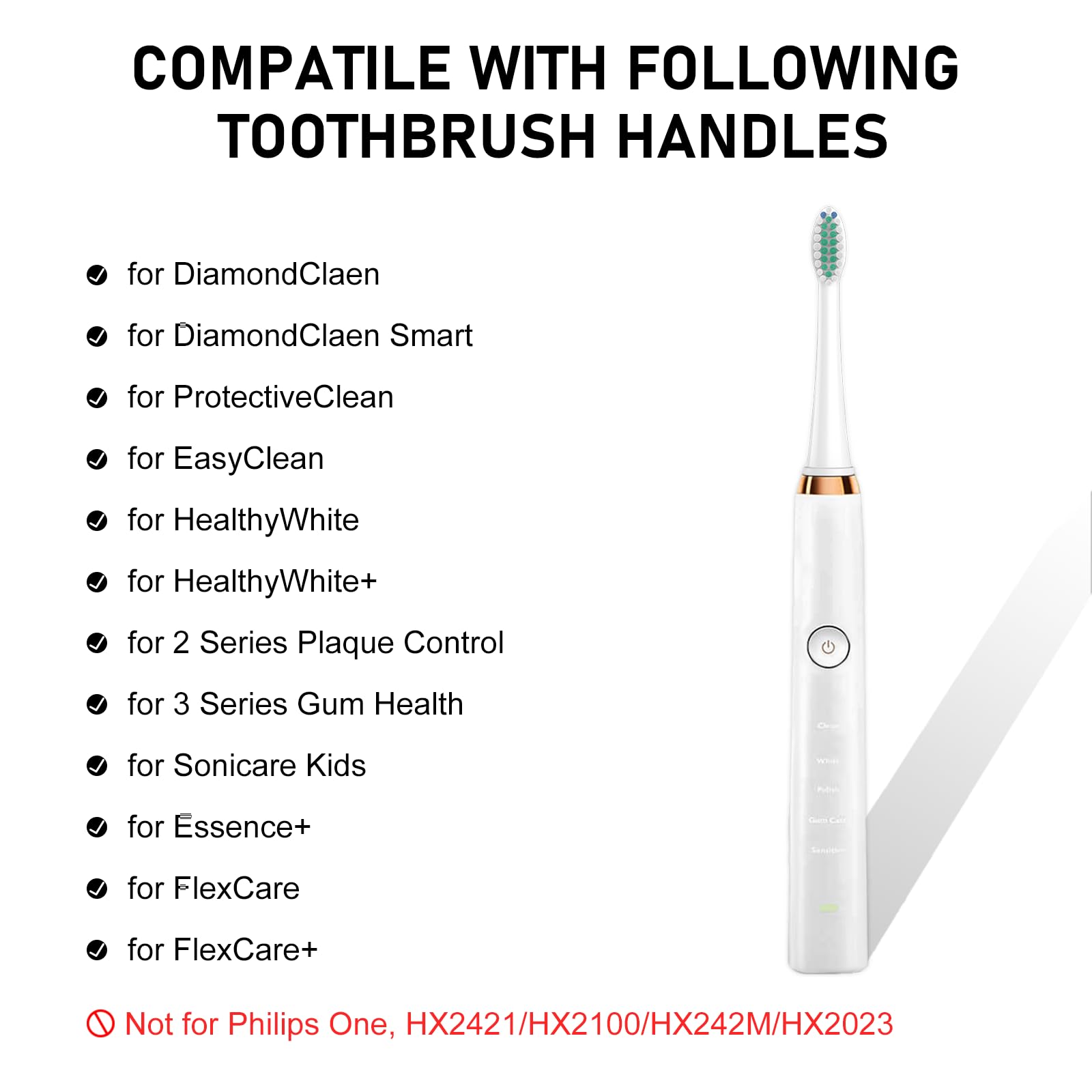 Toothbrush Heads for Philips Sonicare Replacement Brush Heads Medium Softness Dupont Bristles Electric Toothbrush Replacement Heads for Oral Care, 16 Pack
