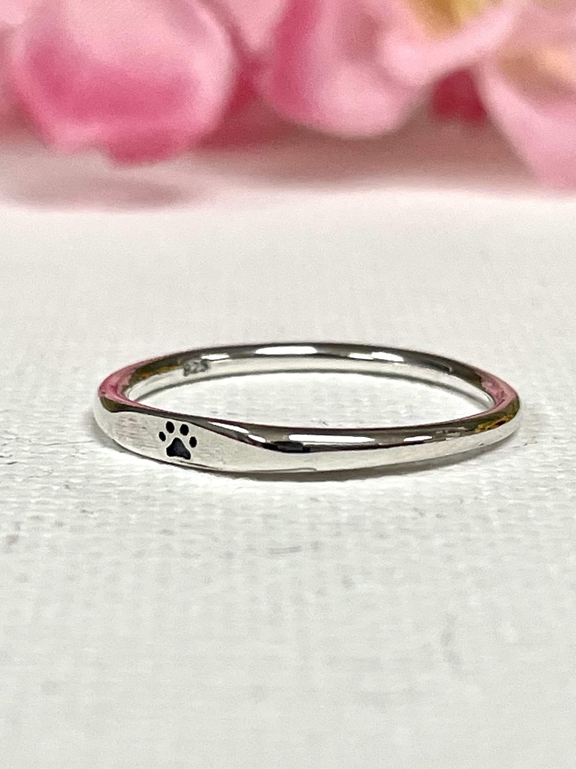 PERFECTJEWELZ Dog's Paw Print Stackable Ring 925 Sterling Silver 2.2mm Size 6