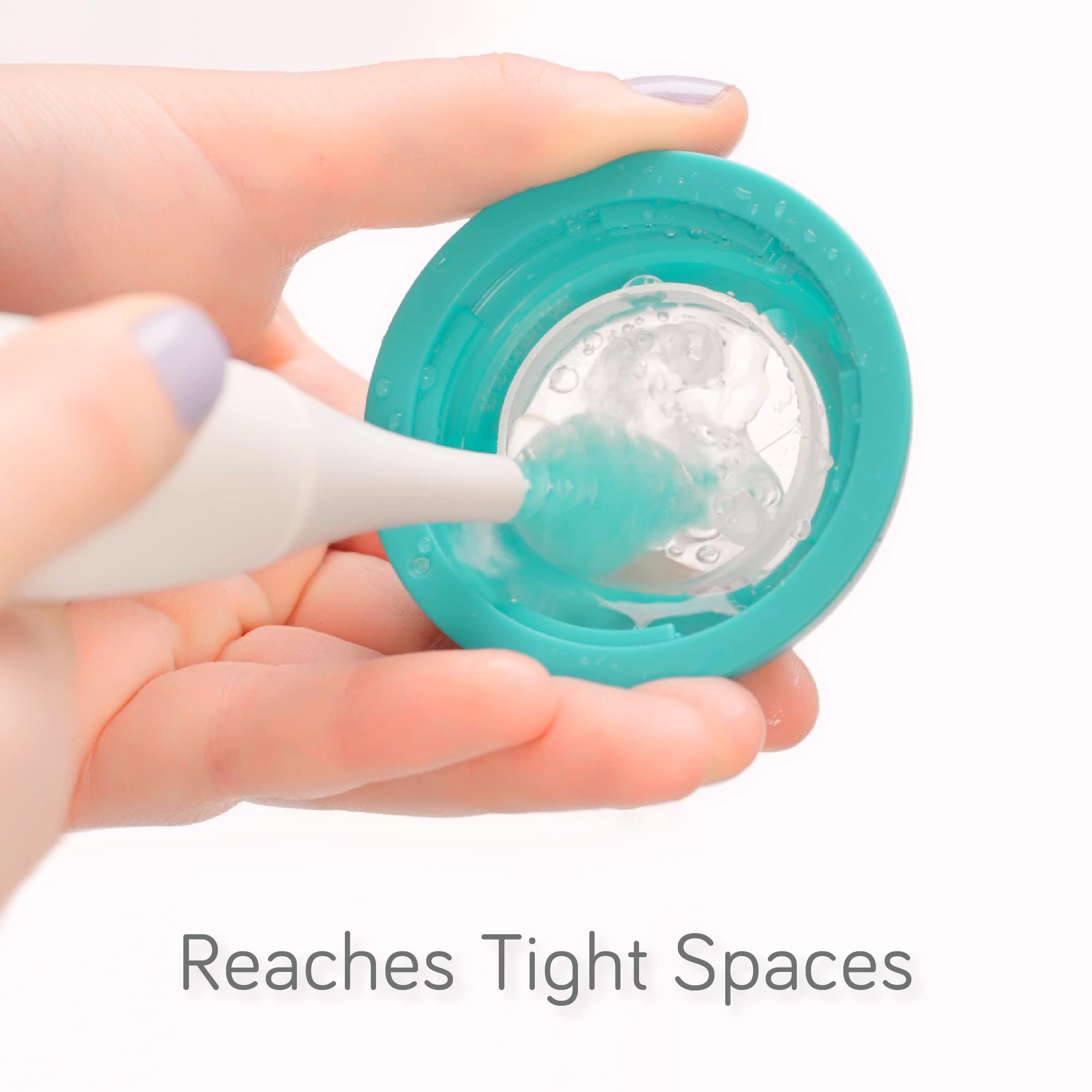 Nanobebe Baby Bottle Cleaner Replacement Heads - for E-Brush Electric Rechargeable Bottle Cleaning Brush and Flexy Brush in Gift Sets, for Baby Accessories, Pacifiers, and Sippy Cups - 4pk, Teal