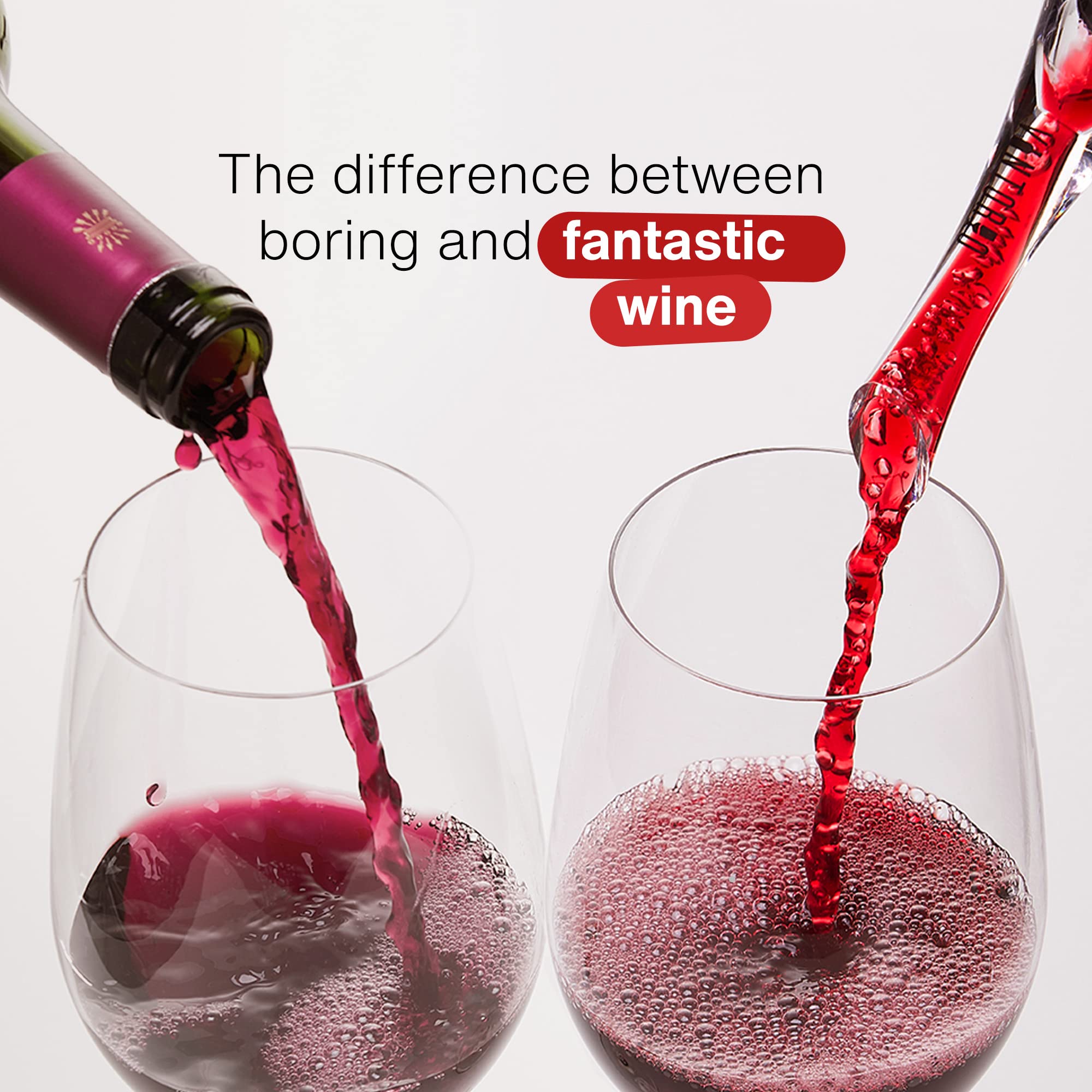 Wine Aerator Pourer (2 Pack, Silver and Black) by Vintorio