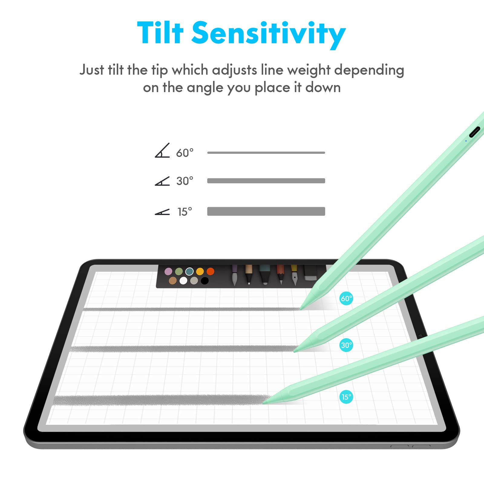 Stylus Pen for iPad with Tilt Sensor & Fast Charge, Cisteen Active Pencil with Palm Rejection Compatible with 2022-2018 Apple iPad Pro 11/12.9,iPad 10/9/8/7/6th Gen,iPad Air 5/4/3,iPad Mini 6/5