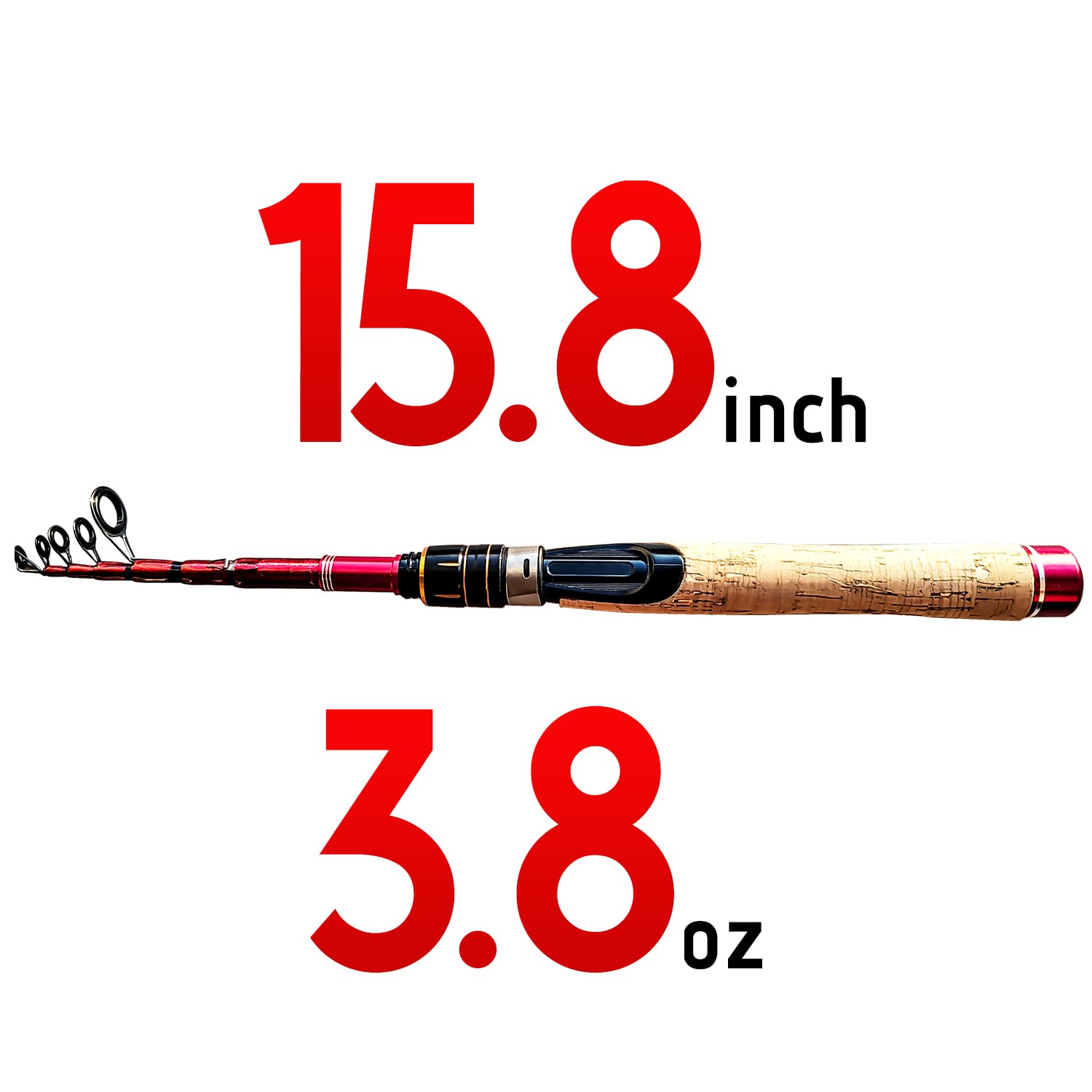 RICHCAT Travel Fishing Rod Ultralight Telescopic Spinning Pole 6ft Pocket Rod Carbon Fiber for Freshwater Medium Small Size Fish