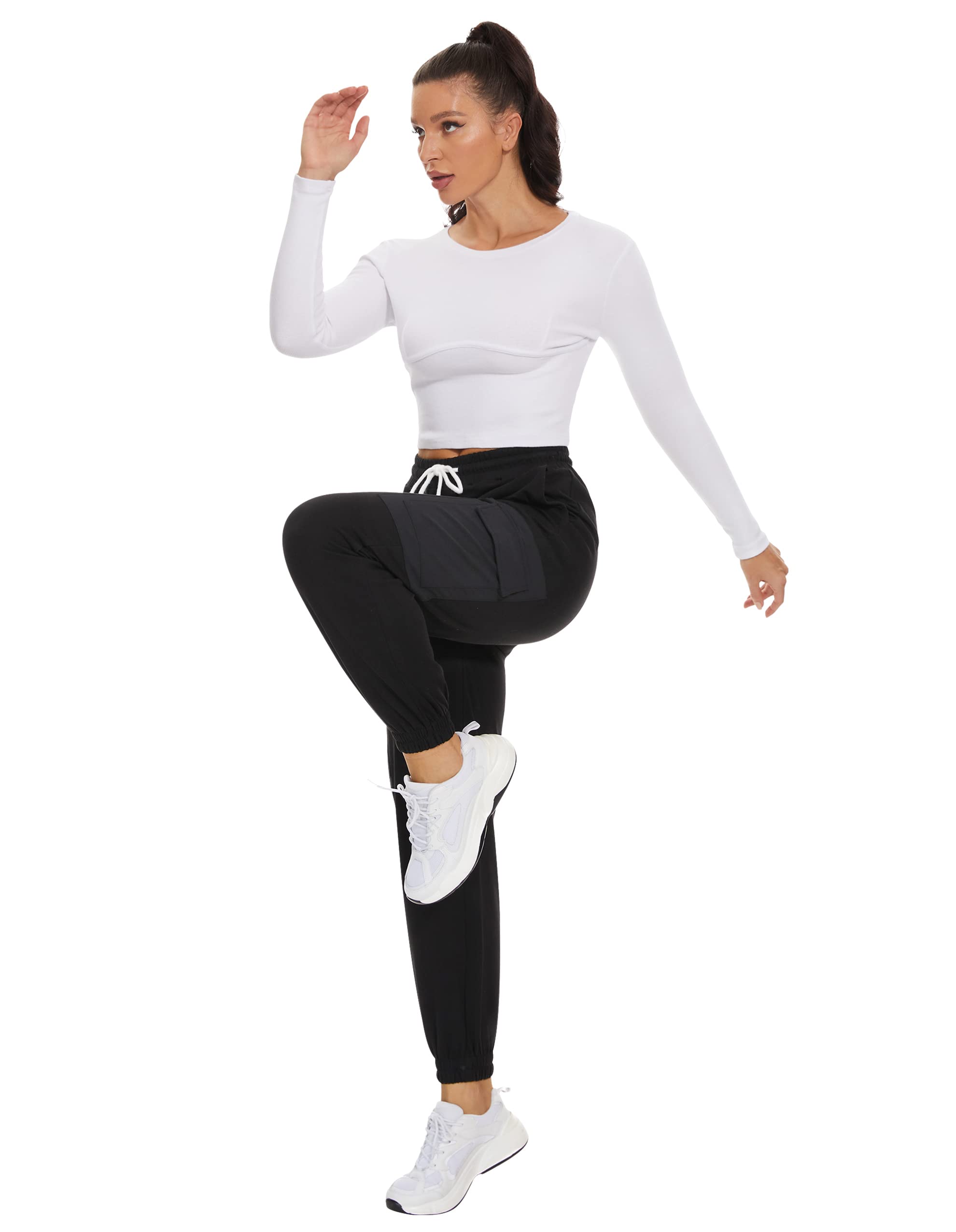 SPECIALMAGIC Cargo Sweatpants for Women with Pockets Cotton Soft High Waisted Jogger Sweat Pants Loose Fit Workout Active