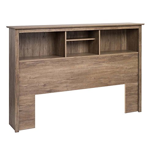 Prepac Full/Queen Headboard,Drifted Gray & Salt Spring 5-Drawer Chest, Drifted Gray