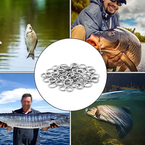 Tuimiyisou Split Ring Stainless Steel Solid Ring Lure Connecting Fishing Tackle Accessories 4.8x7.6mm 50PCS Fishing Accessories-Tools