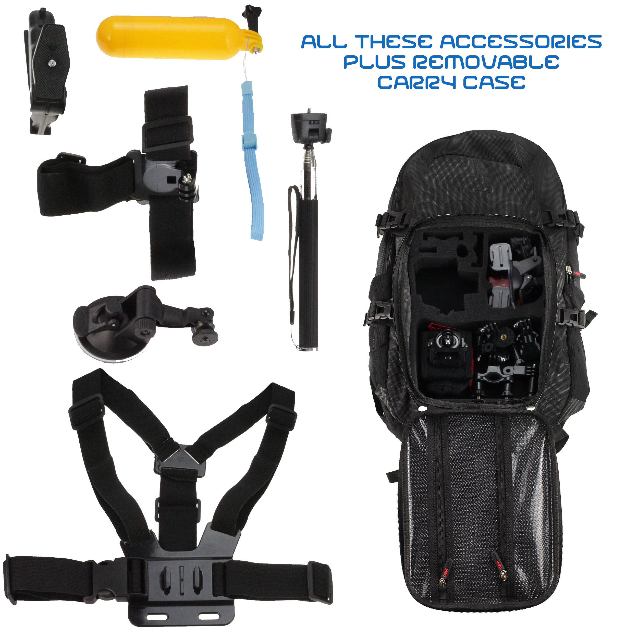 Navitech Action Camera Backpack and Black Storage Case Compatible with The AKASO V50 Pro