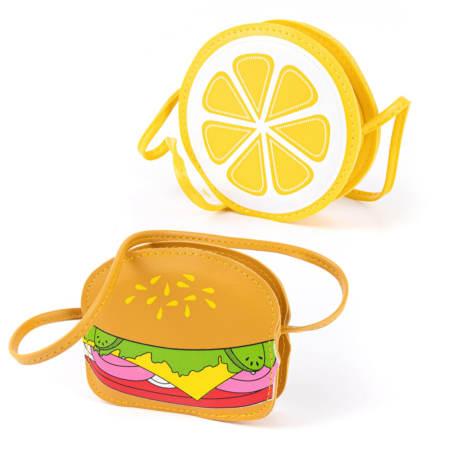 RP Remarkable Power, 2 Pack Fruit Lemon Cross Body Bag Cute Hamburger Bags for Women Girls