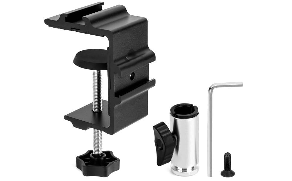 QWORK Replacement Clamp for Magnifying Desk Lamp, 2 Pack Heavy-Duty Metal Table Mount Clamp, Desk Table Mount C Clamp for 1/2” Base Magnifying Lamp, Mic Microphone, Desk Lamp, Magnify Lamp