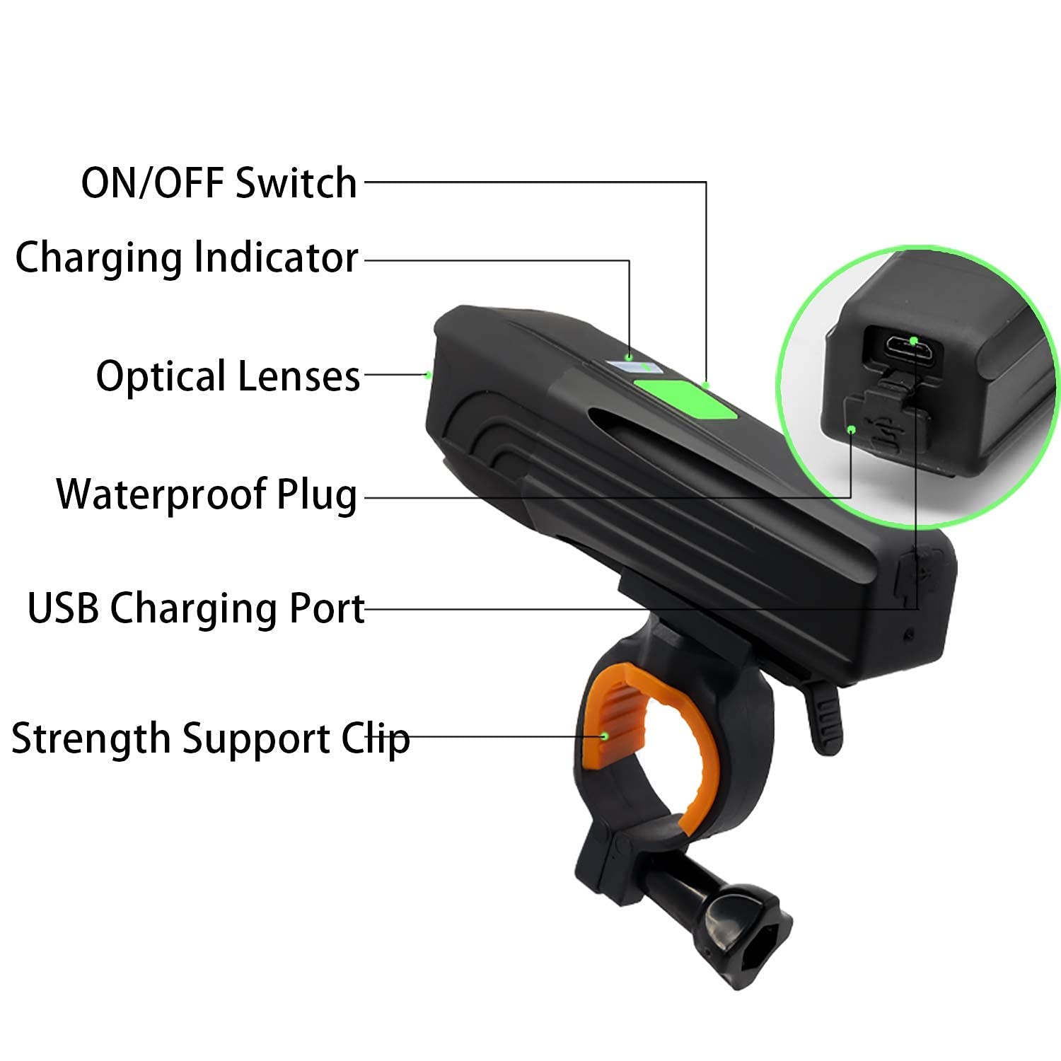 QUESPLE Bike Lights Set, USB Rechargeable, Waterproof Bike Front Lights, Powerful Bicycle Front Headlight and Back Taillight, 5 Light Modes, Easy to Install for Men Women Kids Night Riding