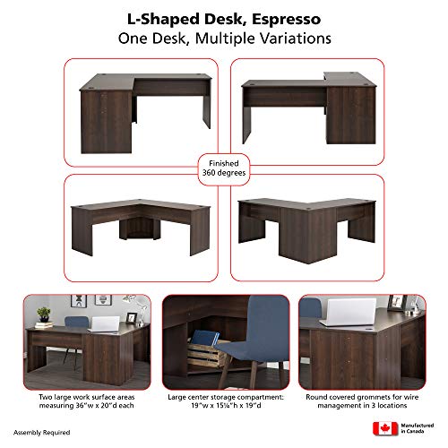 Prepac L-shaped Desk, Espresso
