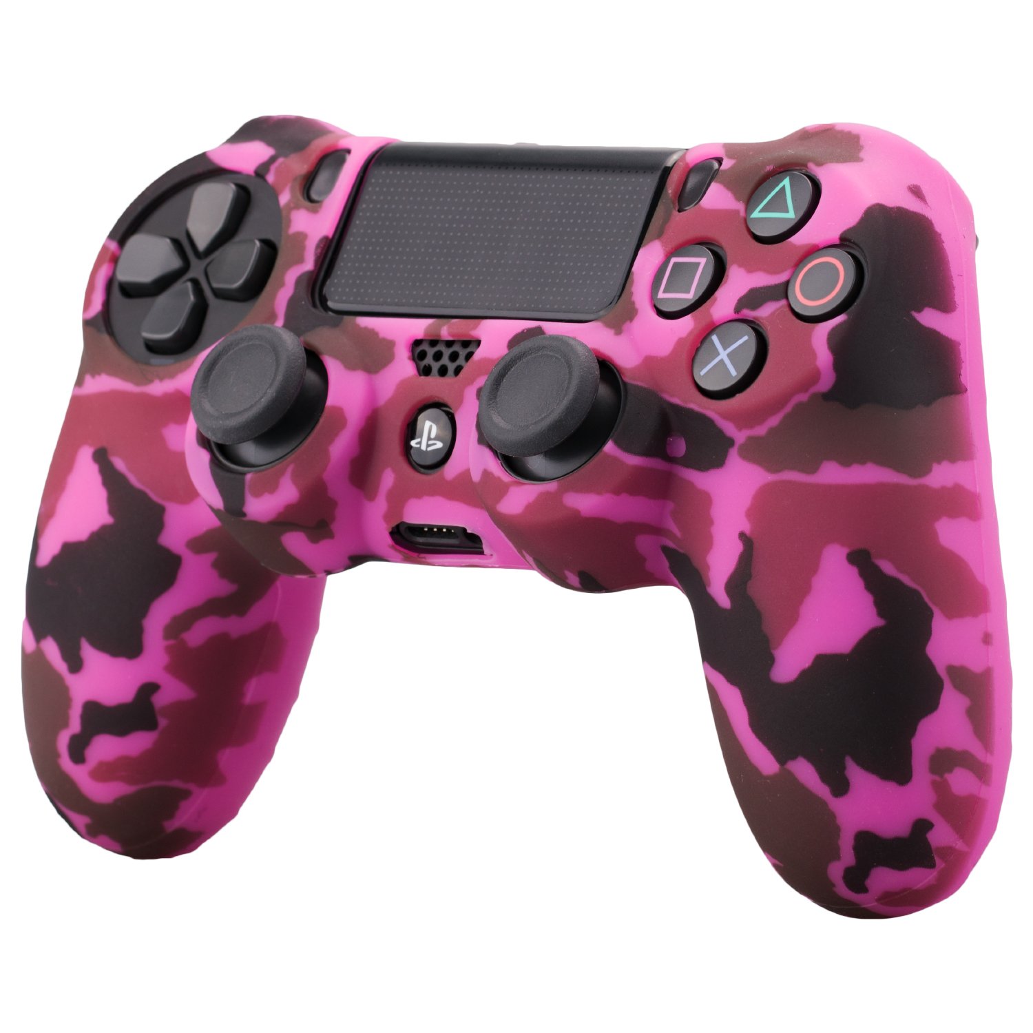 MXRC Silicone Rubber Cover Skin case Anti-Slip Water Transfer Customize Camouflage for PS4/SLIM/PRO Controller x 1(Dark Pink)