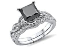 TVS-JEWELS Women's Bridal Anniversary Ring With Band Set Princess Cut Simulated Diamond 925 Sterling Silver (6)