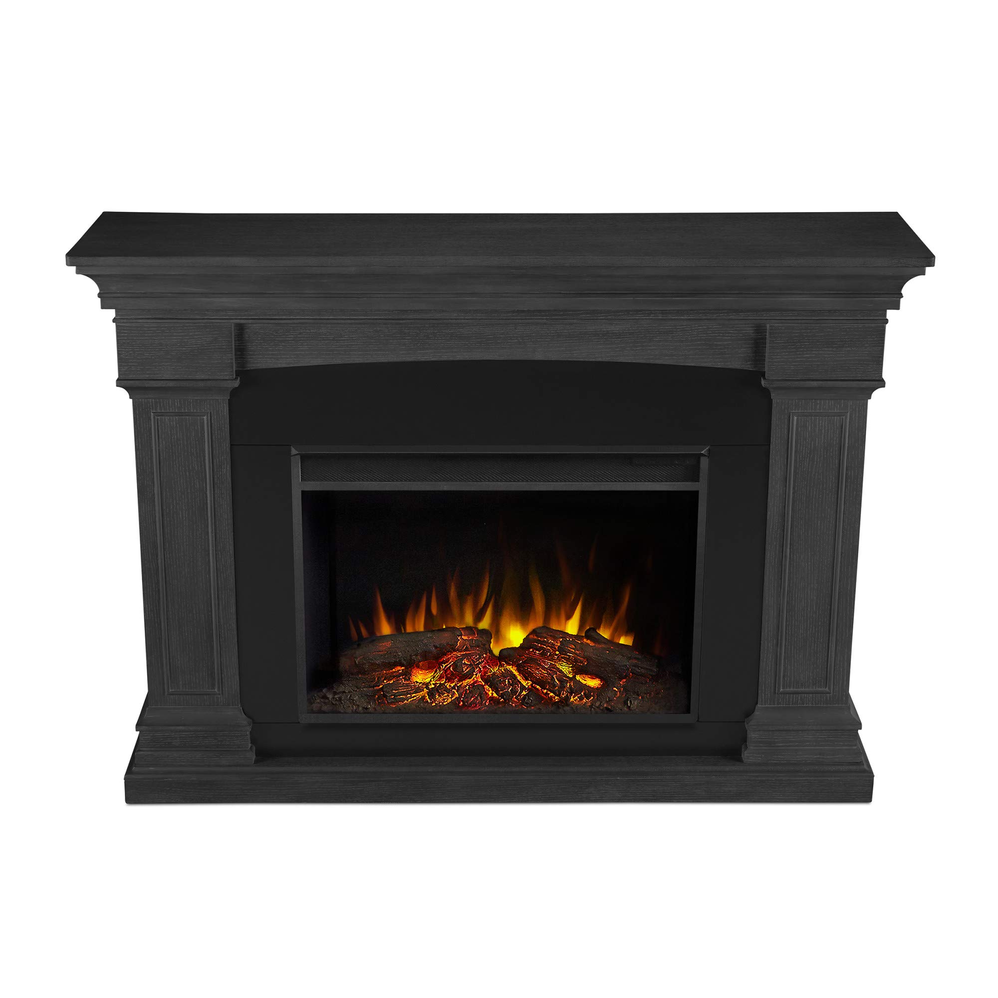 Real Flame Deland Grand Electric Indoor Fireplace with Remote Control, Realistic Infrared Fireplace with Heater, White