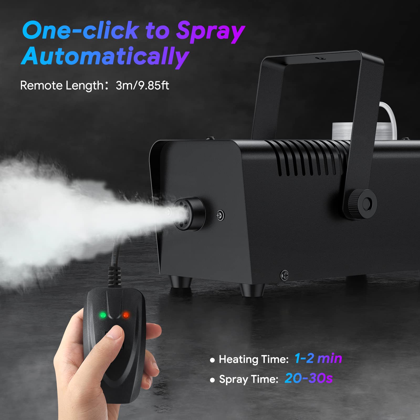 Transifun Fog Machine Outdoor with Wired Remote Control, Portable Smoke Machine 400W, One-Click Auto Spray Smoke Maker for Halloween Christmas Parties Weddings