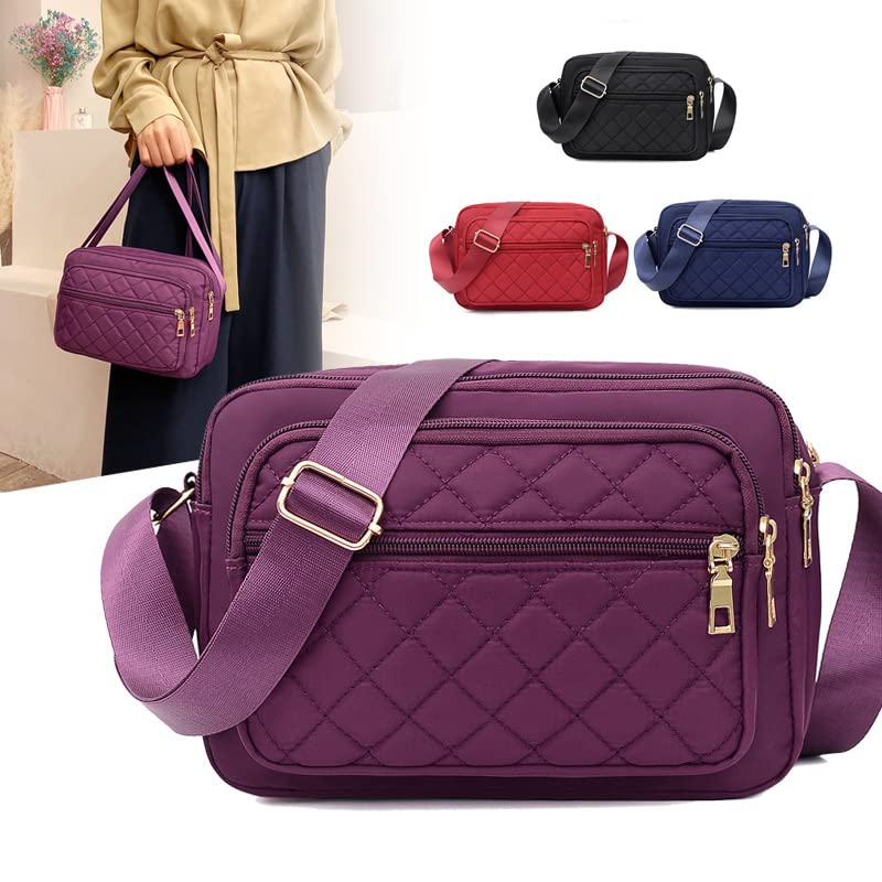 Sluxa Purple shoulder bag for women, Large women crossbody bag,Multi pockets purse pack for women.