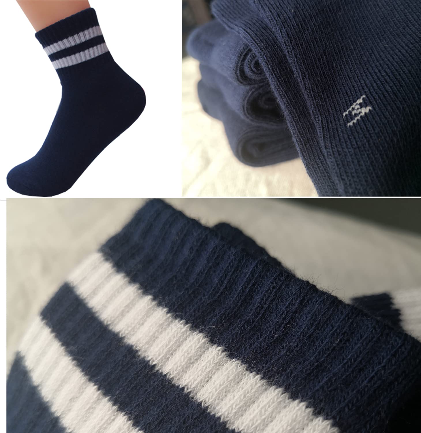 Ooohmcot Boys Navy Socks Cotton Ankle Socks 12 packs for Kids Girls Toddle (BLUE, S)