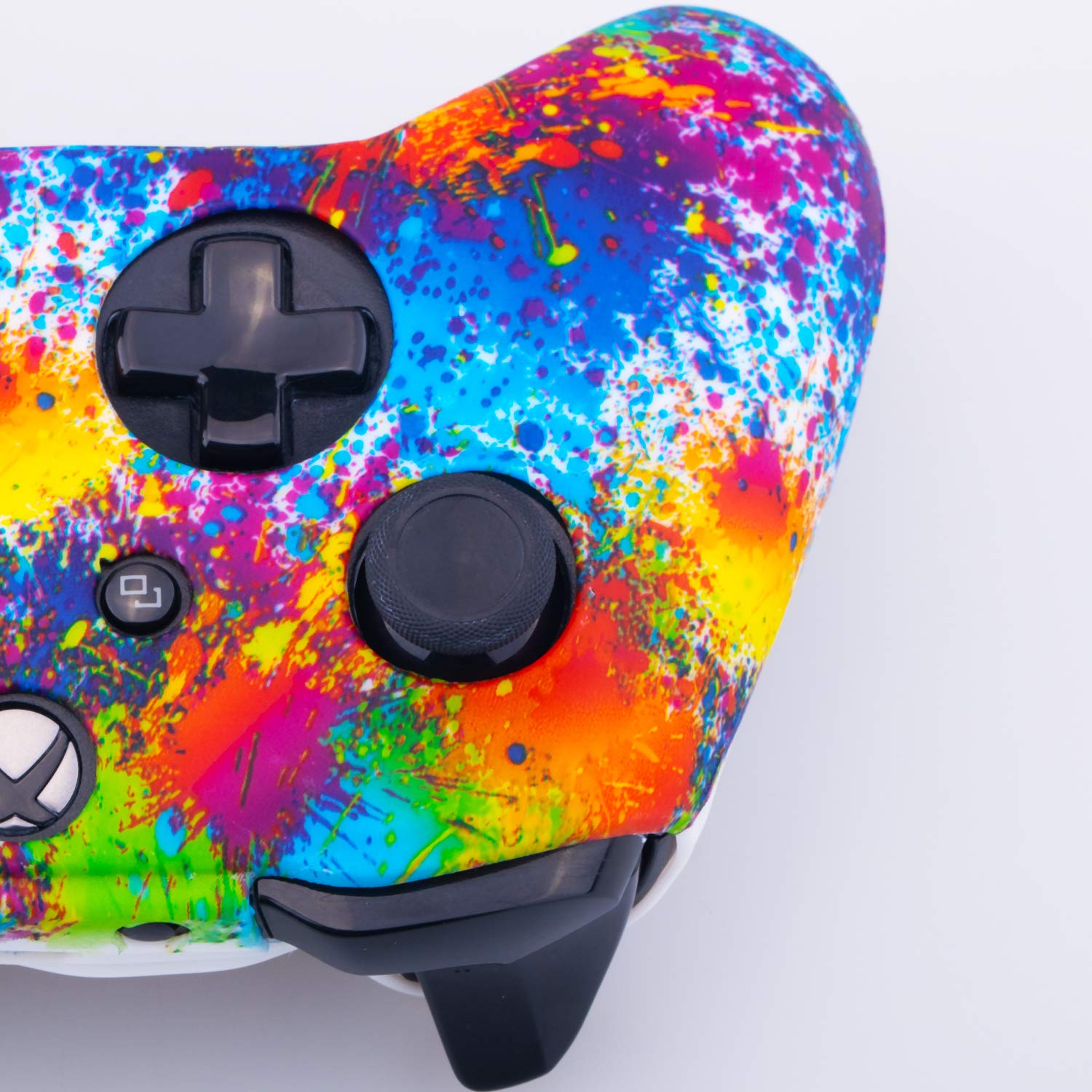 MXRC Silicone Rubber Cover Skin Case Anti-Slip Water Transfer Customize Camouflage for Xbox One/S/X Controller x 2(Rainbow Pack) + FPS PRO Extra Height Thumb Grips x 8