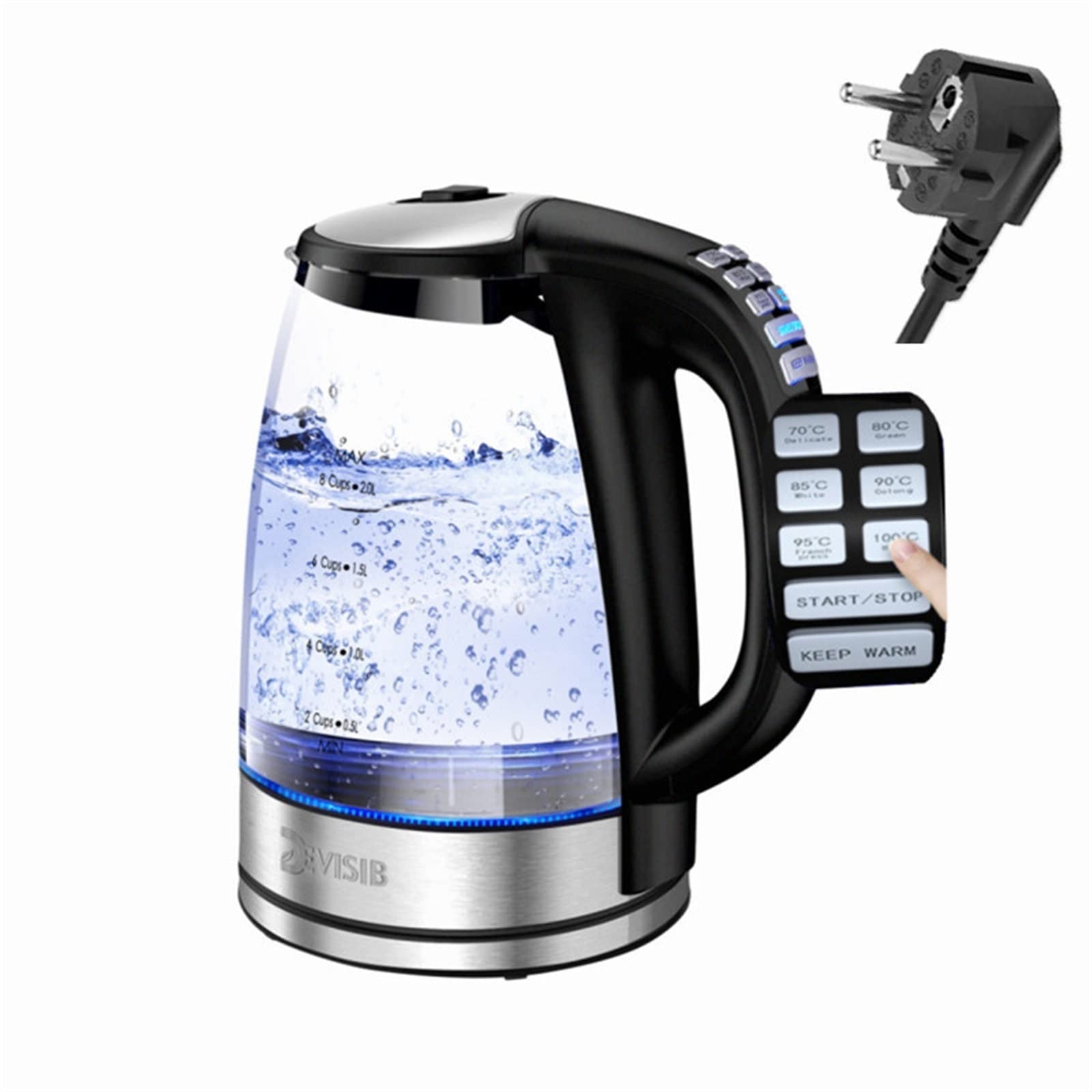 MMSEKT Camping Kettle Electric Kettle Temperature Control with 6 Presets 4hours Keep Warm 2.0L Hot Water Boiler Auto-Off & Boil-Dry Protection