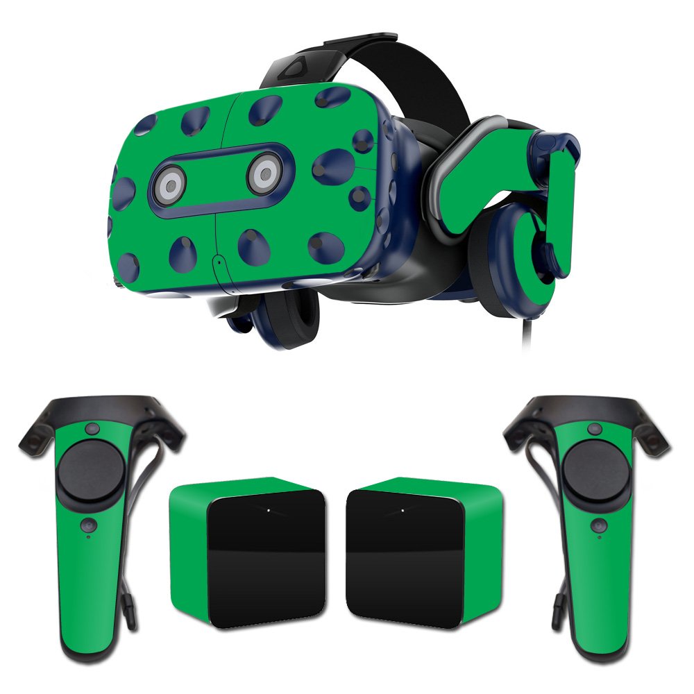 MightySkins Skin Compatible with HTC Vive Pro VR Headset - Solid Green | Protective, Durable, and Unique Vinyl Decal wrap Cover | Easy to Apply, Remove, and Change Styles | Made in The USA