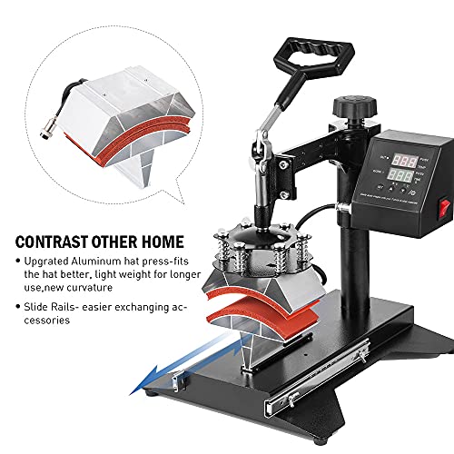Pro 8 in 1 Heat Press Machine 12x15 Combo Teflon-Coated, Upgrade Slide Out Drawer Tshirt Press, Premium Aluminum Hat Press, Multifunction Swing Away Heat Transfer Press for T Shirts/Cap/Mug/Plate
