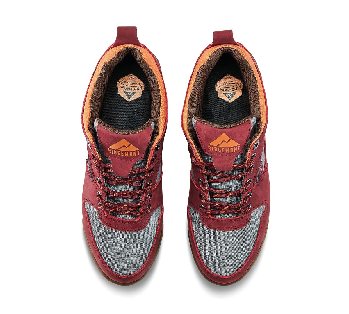 RIDGEMONT Monty Lo Mens Nubuck Leather Walking and Hiking Boots Burgundy/Charcoal US 11.5