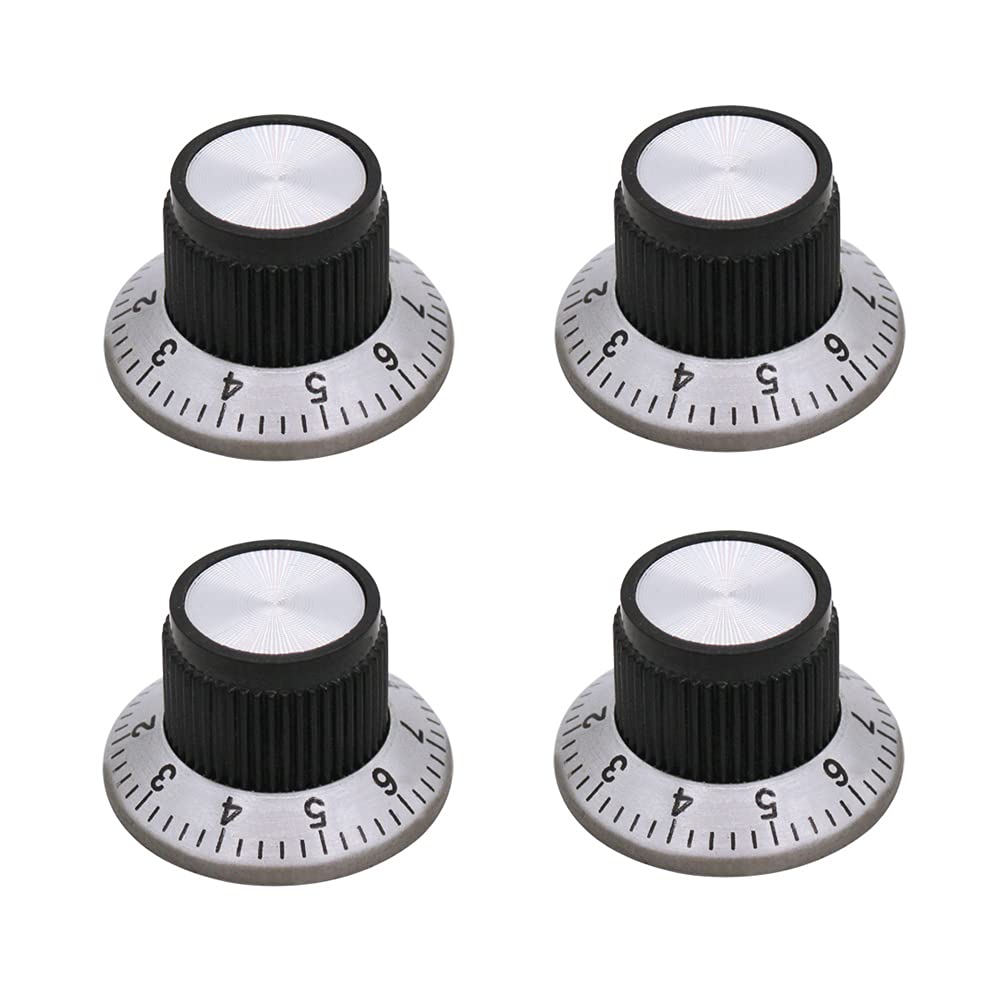mxuteuk 4pcs Potentiometer Control Knob Volume Audio Electric Guitar Bass Pedal Knobs Screw Type 24 x 14.5mm (d*h) KNOB-C-1
