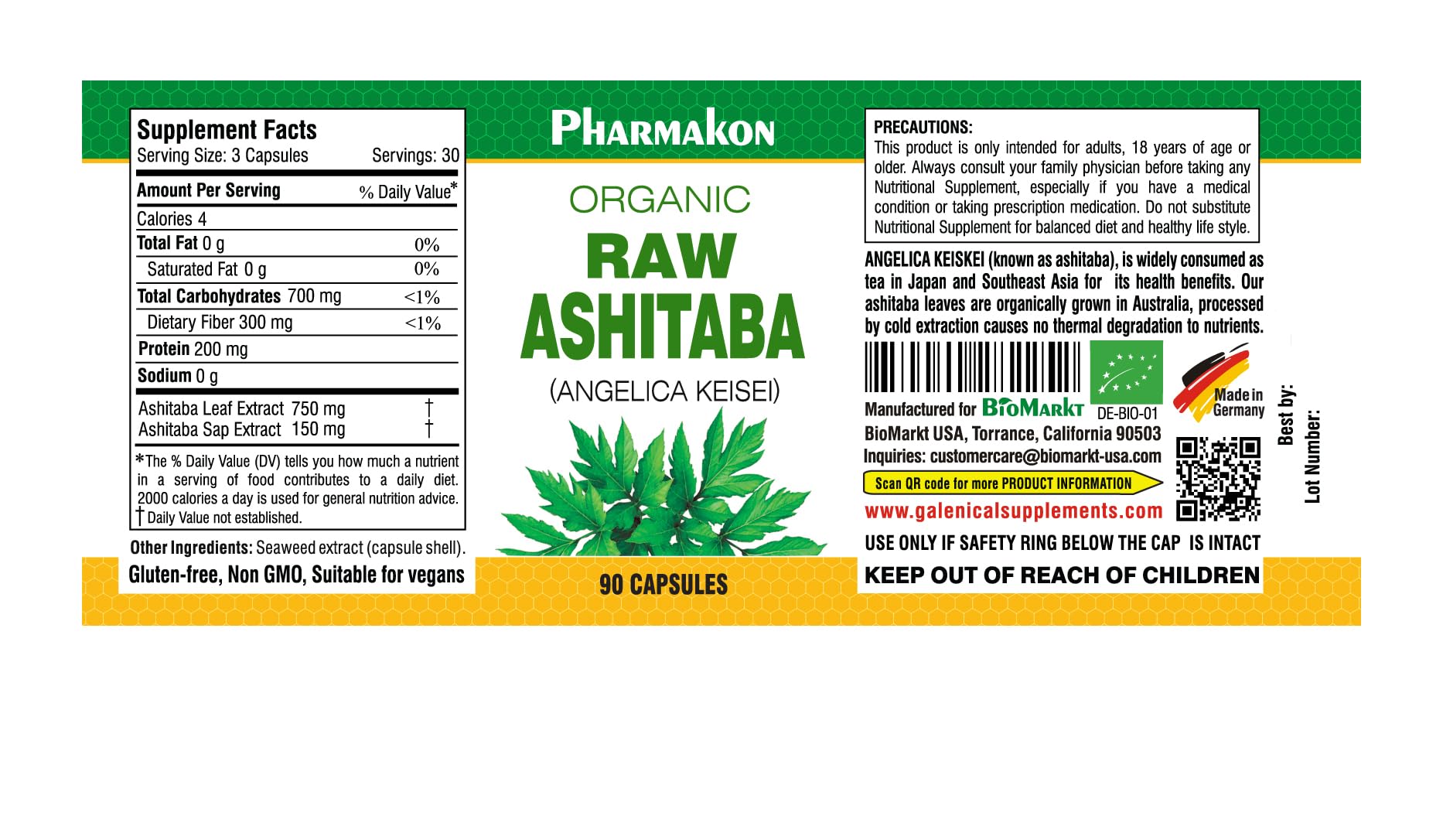 Organic Ashiataba, Complete, Low Temperature Raw Extract (60 Count)