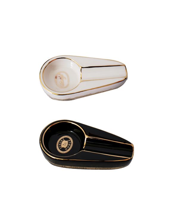 Modern Luxury Style White Ceramic Ashtray, Premium Ahtray with Single Cigarette Holder,Cigar Accessories,Desktop Decor Ashtray for Indoor and Outdoor Courtyard Home Office Smoking Ashtray.