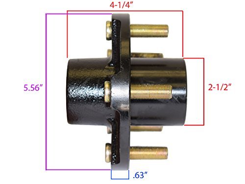 Rigid Hitch Incorporated Trailer Hub Kit (BT-150-F) 5 Bolt on 4-1/2 Inch Circle - Fits 1" and 1-1/16" Spindle