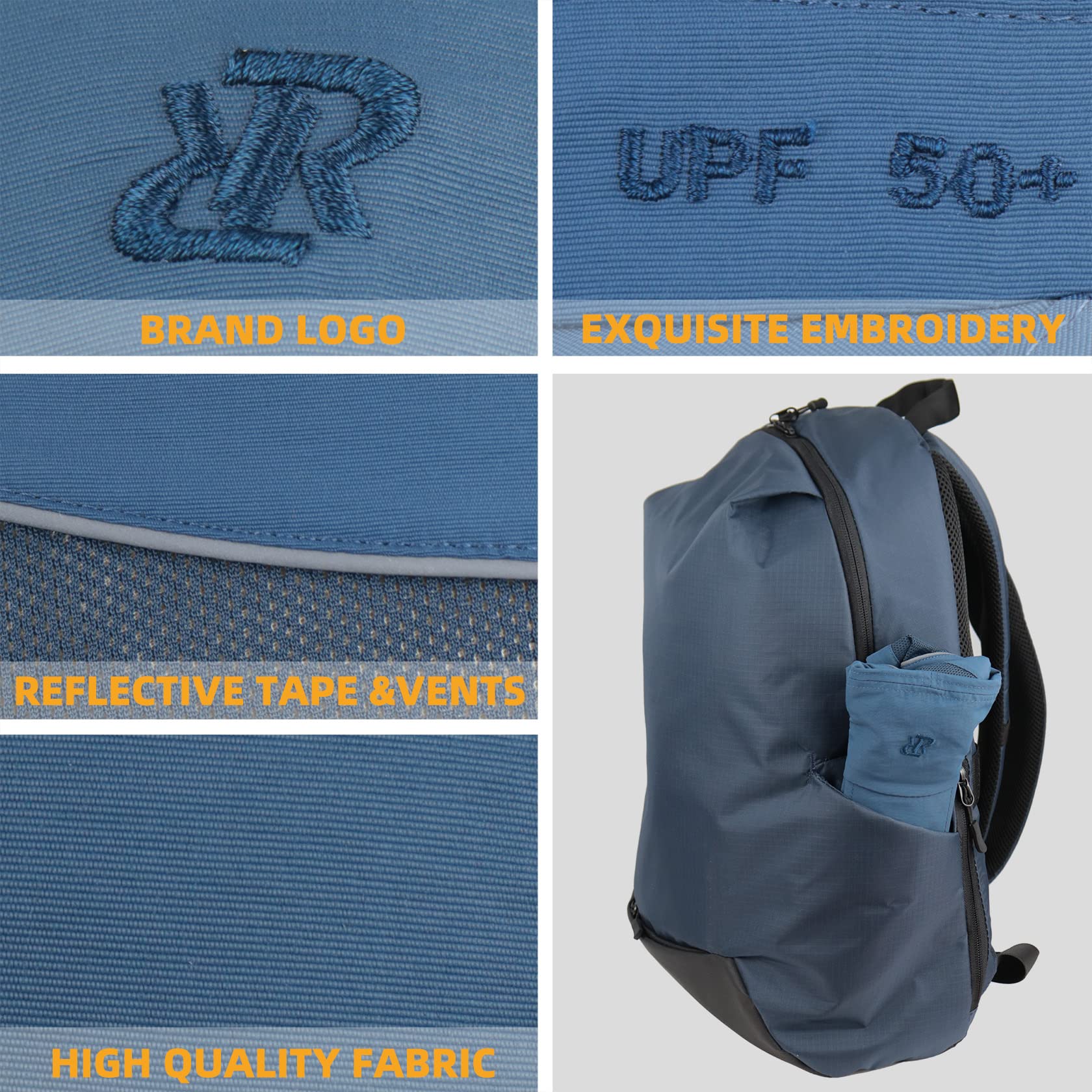RRvane Folding UPF50+ Sun Protection Hat, Quick Dry Baseball Cap Unstructured Outdoor Sports hat Fit 22"~24-3/8" for Unisex (New, Teal)