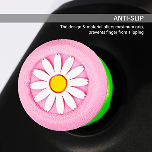 Playrealm FPS Thumbstick Extender & 3D Texture Rubber Silicone Grip Cover 2 Sets for Xbox Series X/S & Xbox One Controller(Daisy Coral)