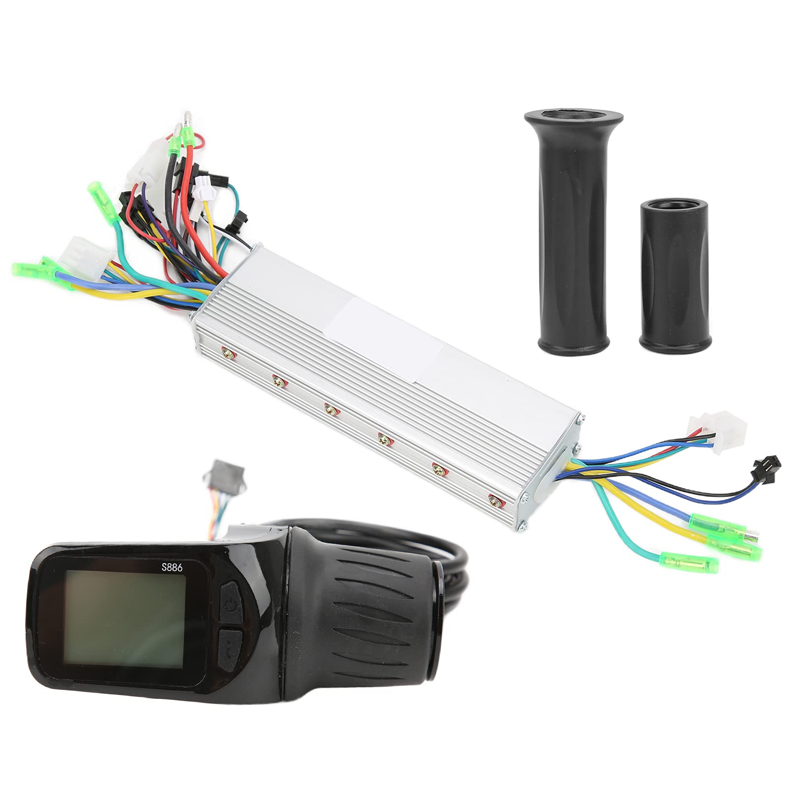 VBESTLIFE Ebike LCD Display Meter, Electric Bicycle Instrument Controller Kit Double Drive LCD Meter with Controller Accessory 24/36/48V 350W