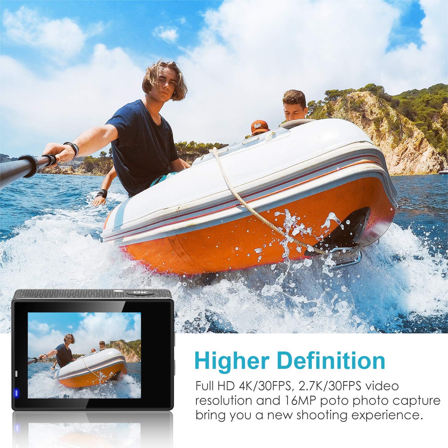 Neewer G1 Ultra HD 4K Action Camera Kit Includes 12MP, 98 ft Underwater Waterproof Camera 170 Degree Wide Angle WiFi Sports Cam High-tech Sensor with 50-in-1 Action Camera Accessory Kit