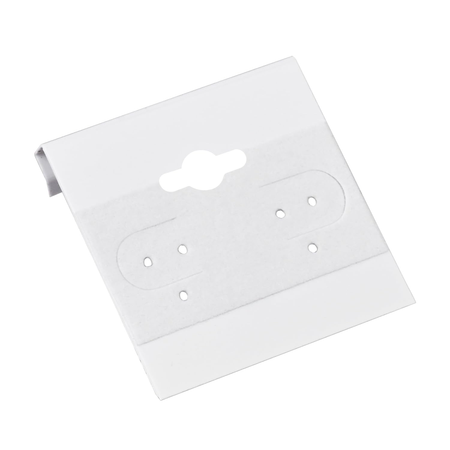 MOOCA 100 pieces of 1.5 x 1.5 inches Plain White Hanging Earring Cards Earring Card Holder, Earring Display Cards for Ear Studs, Velvet Plastic Display Earring Card Holder