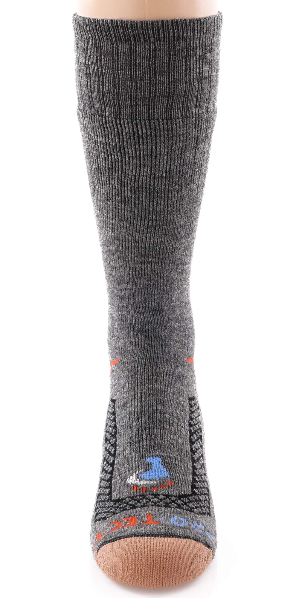 Pro-Tect Copper & Merino Wool Over the Calf Boot Sock Moisture-Wicking, Temperature Regulating, Made in the USA, (1-Pair) (Large, Grey/Orange)
